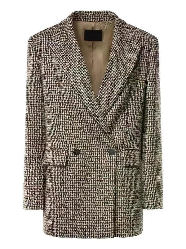 DONDUP Houndstooth Double-breasted Jacket - Brown