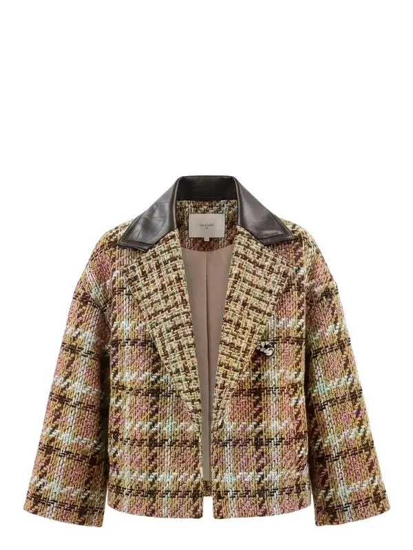 ODEEH Check-pattern Notched-lapel Jacket - Pink