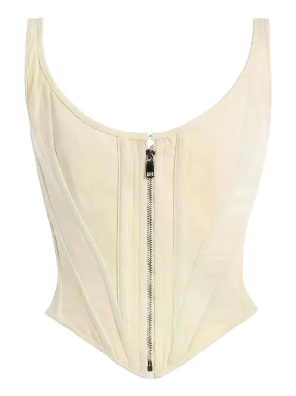 WIEDERHOEFT Zip-front Corset Top - Neutrals