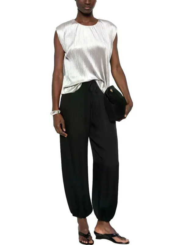 FORTE_FORTE Drawstring Waist Elasticated Cuff Trousers - Black