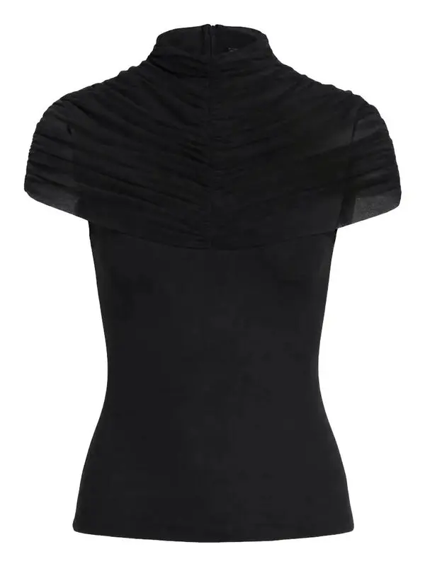 AXEL 113 Grace Mesh-panel Ruched Top - Black