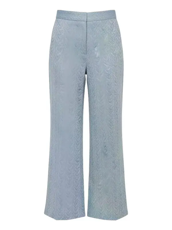 ODEEH Light Herringbone Cropped Trousers - Blue