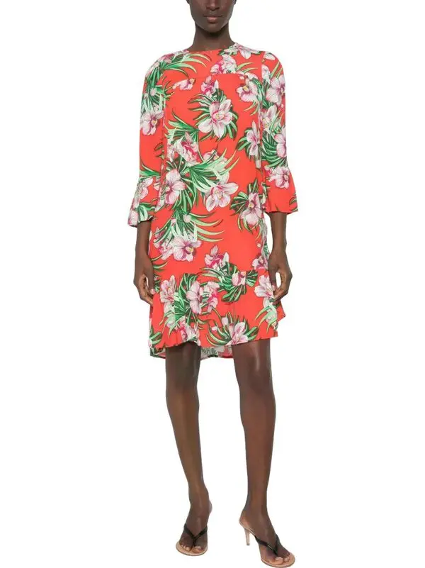 MARCO BOLOGNA Floral Print Ruffled Mini Dress - Red