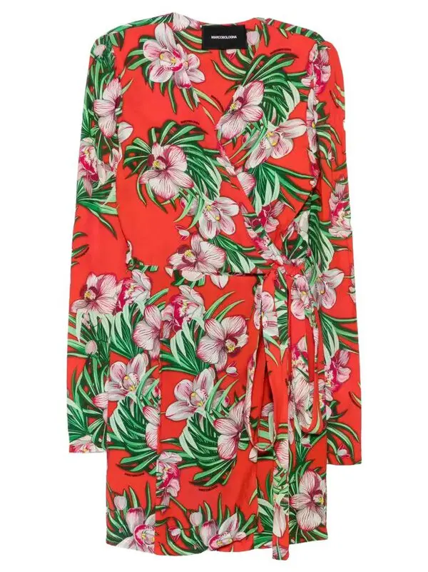 MARCO BOLOGNA Floral Print Wrap Mini Dress - Red