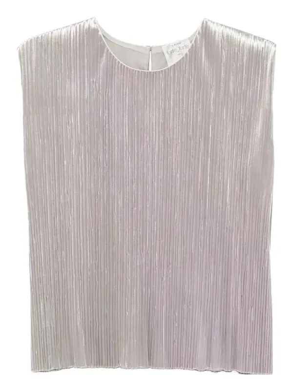 FORTE_FORTE Sleeveless Plissé Top - Silver
