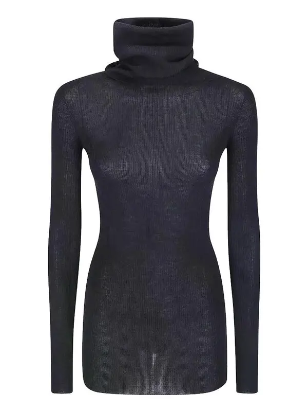 Rick Owens Ribbed Knit Roll-neck Sweater - Black