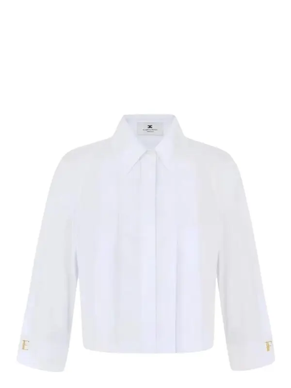 Elisabetta Franchi Cropped Pintuck Shirt - White