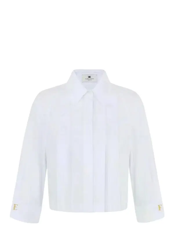 Elisabetta Franchi Cropped Pintuck Shirt - Alabaster