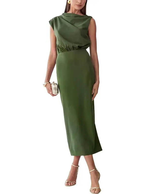ST MRLO Sleeveless Boatneck Midi Dress - Green