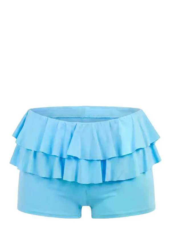 AXEL 113 Ruffled Tiered Micro Shorts - Blue