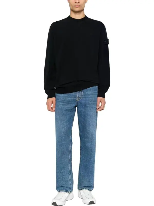 Stone Island Logo Patch Long Sleeve Sweater - Blue
