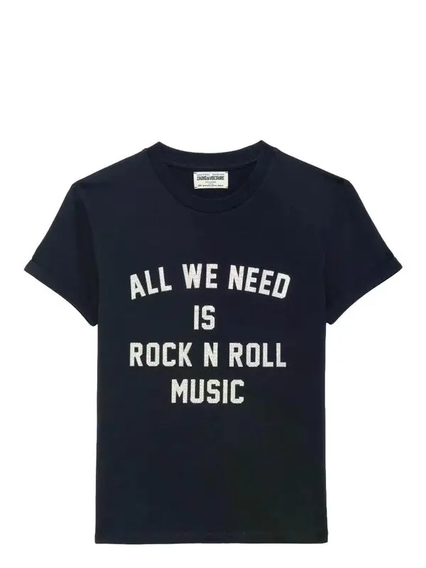 Zadig&Voltaire Strass-embellished Slogan Print T-shirt - Blue