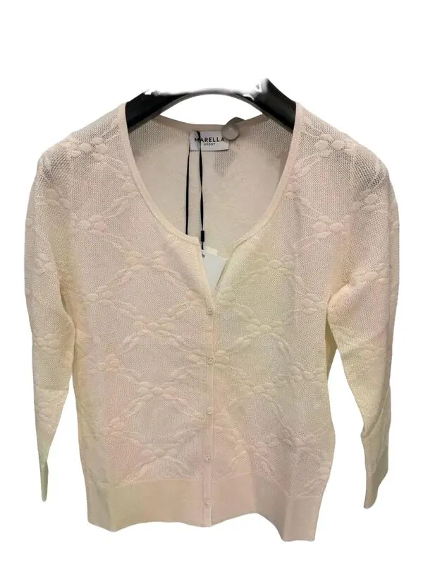 Marella Floral Embroidered V-neck Cardigan - Neutrals