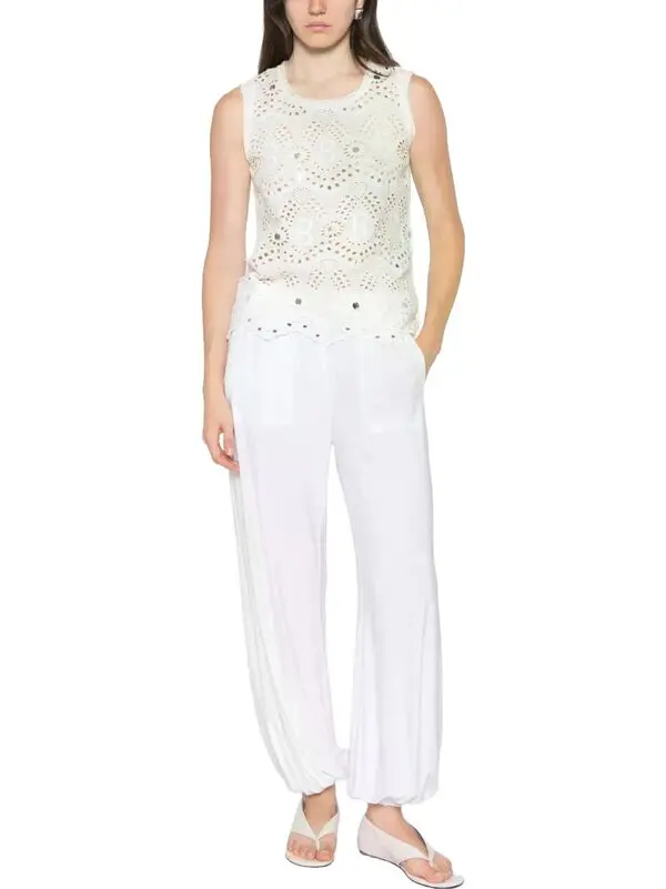 BLUGIRL Sleeveless Broderie Anglaise Sequin Embellishment Top - White