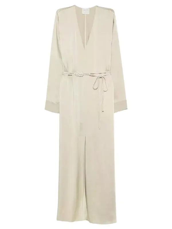 FORTE_FORTE Belted Satin Maxi Dress - Green