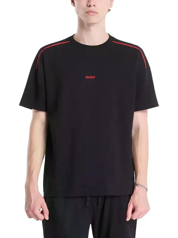 Hugo Noah Logo-print Tape-detail T-shirt - Black
