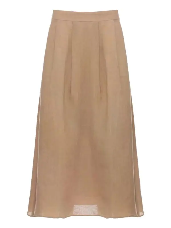 EMME Elasticated Waist Linen Midi Skirt - Neutrals