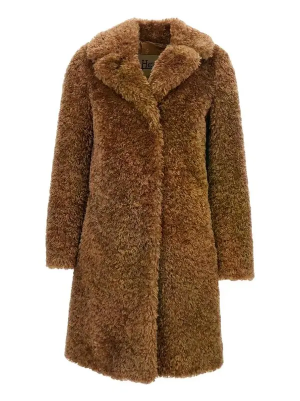 Herno Faux-fur Lapel-collar Coat - Brown