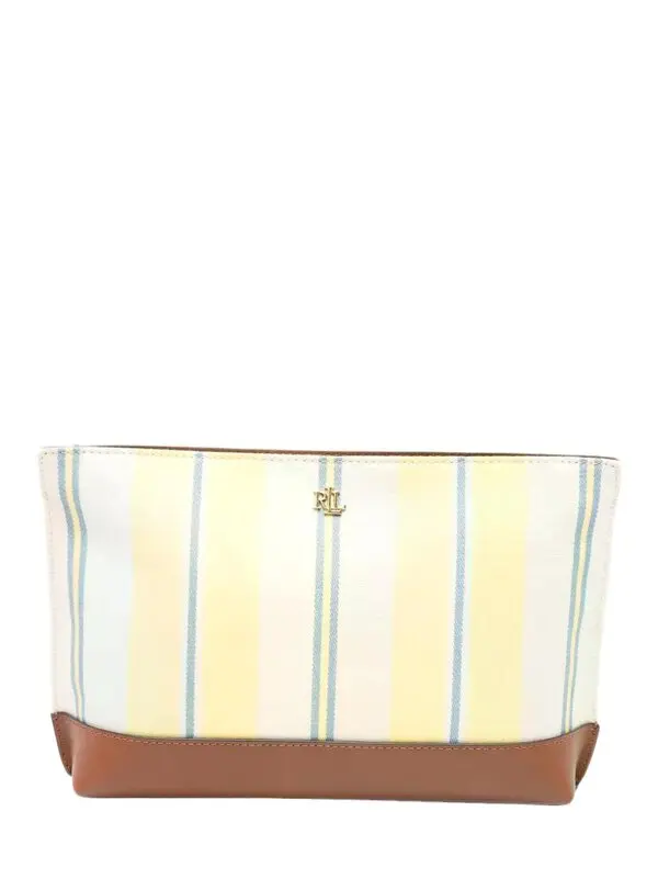 Ralph Lauren Striped Leather-trim Clutch Bag - Neutrals