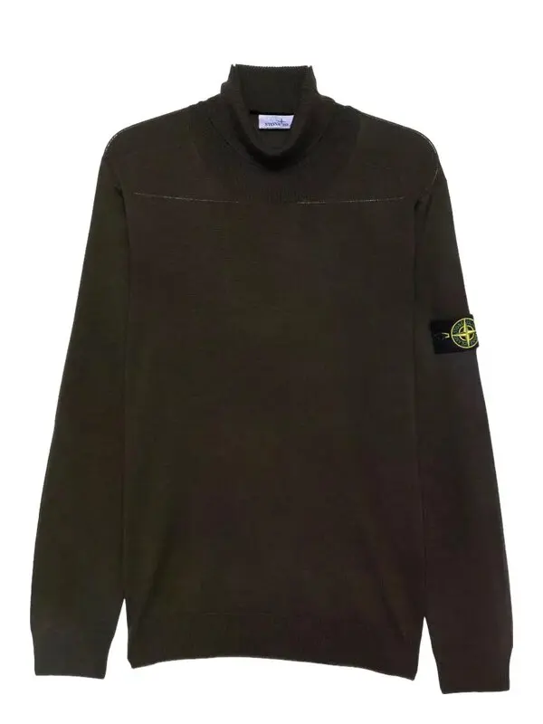 Stone Island Logo-patch Roll-neck Sweater - Brown