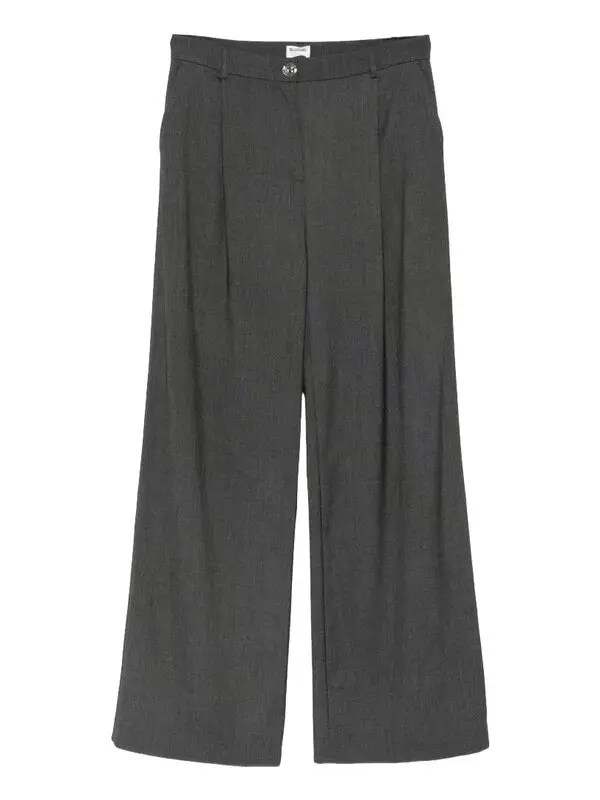 BLUGIRL Pleated Logo-button Trousers - Grey