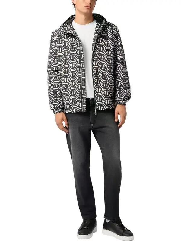 Philipp Plein Nylon Jacket Monogram Zip Up - Black