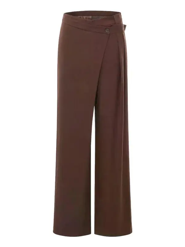 Pinko Asymmetric Waistband Pleated Trousers - Brown