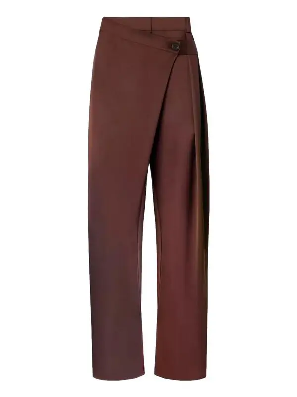 Pinko Asymmetric Waistband Pleated Trousers - Brown
