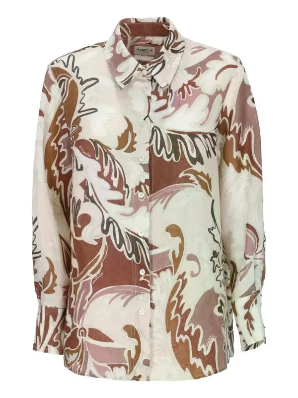 Marella Abstract Print Button-down Shirt - Neutrals