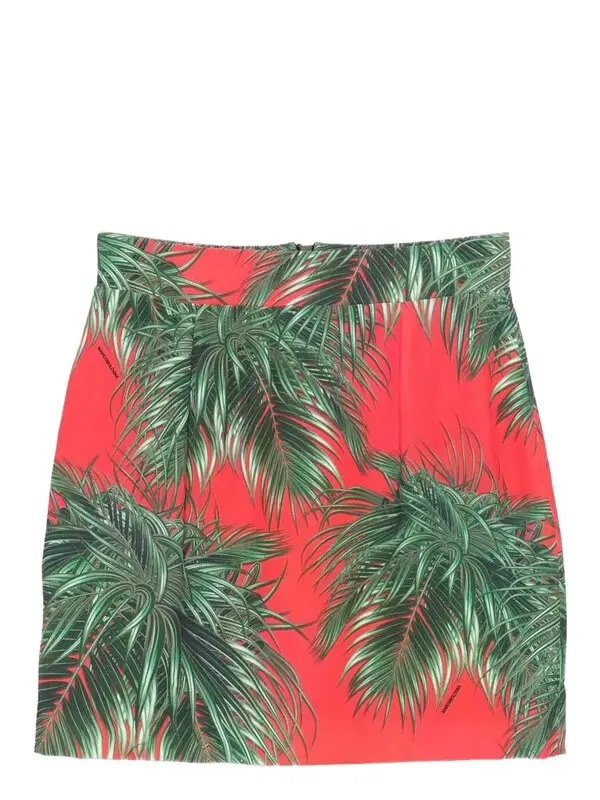 MARCO BOLOGNA Palm Leaf Print Straight Skirt - Red