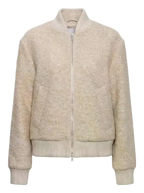 Peserico Sequin-embellished Bouclé Jacket - Neutrals