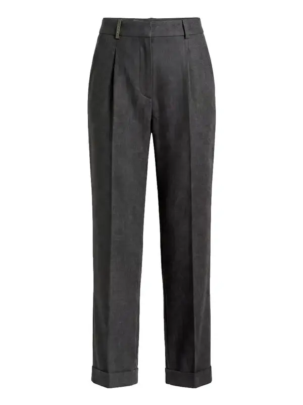 Peserico Pleated Turn-up Trousers - Grey