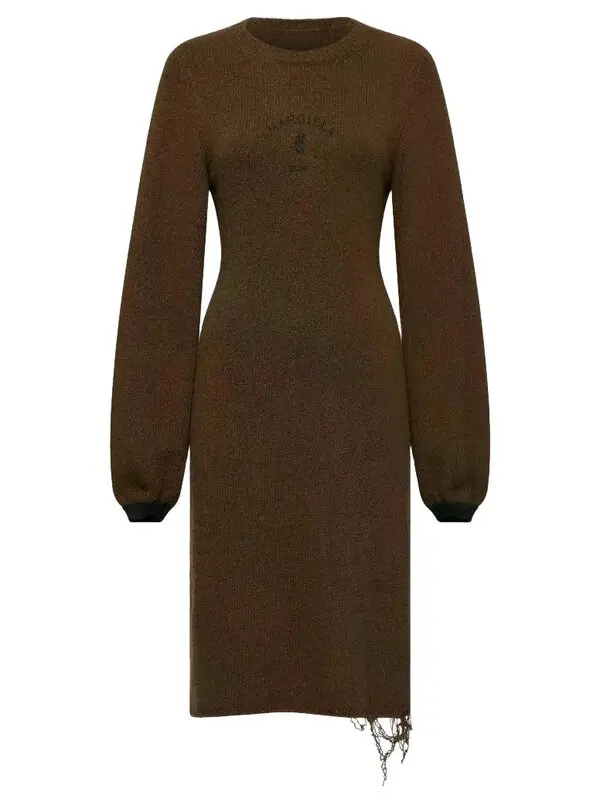 MAISON MARGIELA Flecked Wool Knit Midi Dress - Brown