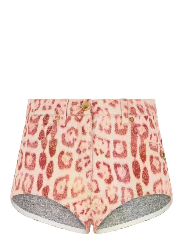 Roberto Cavalli Jaguar Print Denim Shorts - Pink