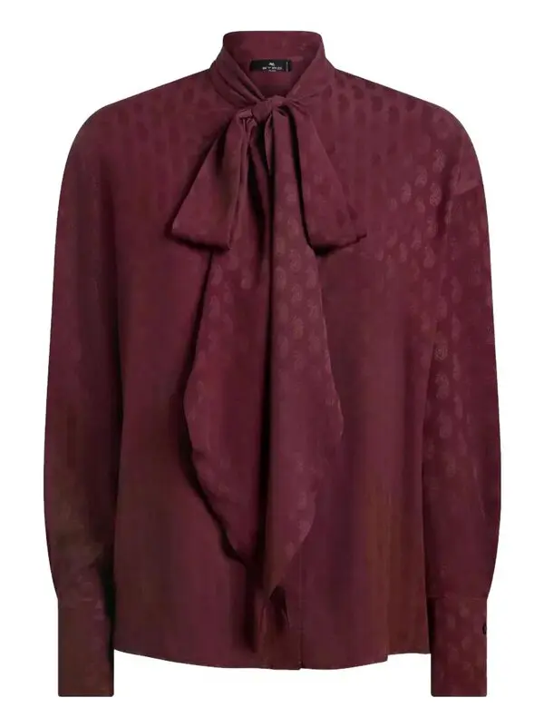 Etro Silk-blend Jacquard Shirt With Silk Scarf And Paisley Motif - Red