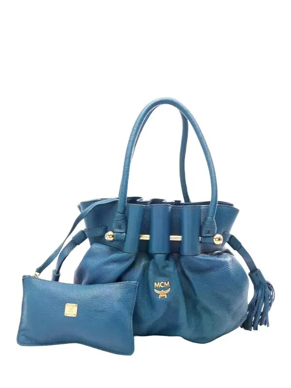 Mcm Leather Shoulder Bag With Tassel Detail - Blue