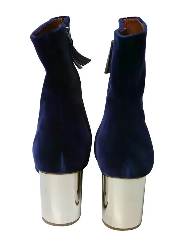 Proenza Schouler Velvet Block Heel Ankle Boots - Blue