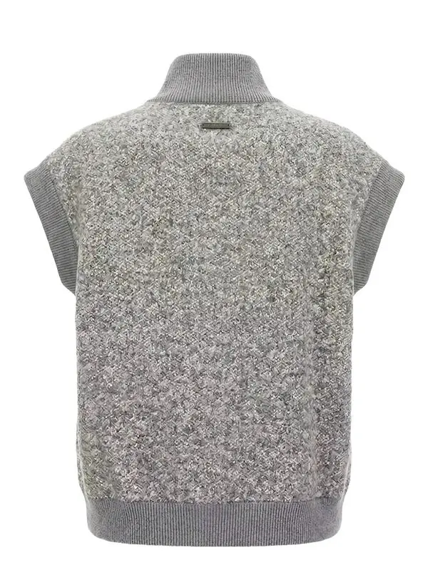 Peserico Sequin Embellished Bouclé Waistcoat - Grey