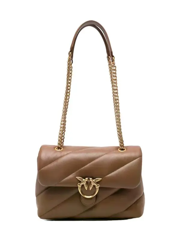 Pinko Love Birds Quilted Shoulder Bag - Brown