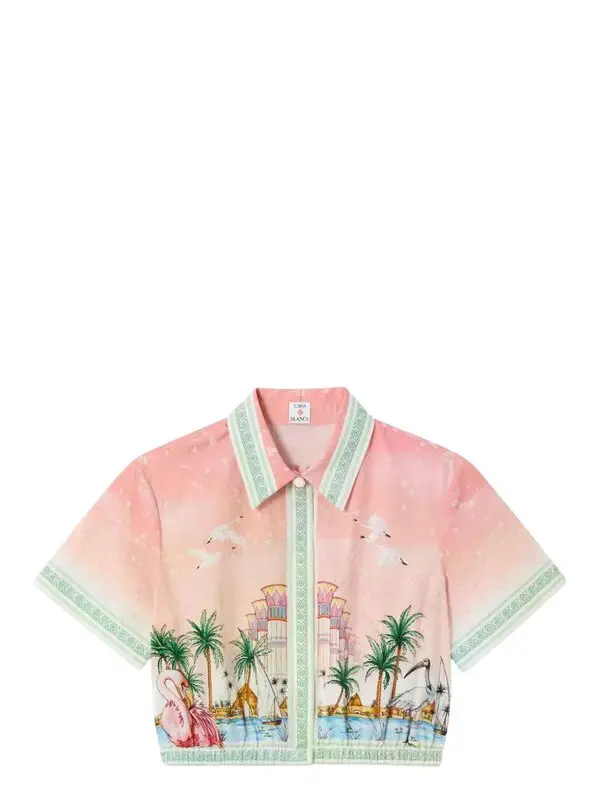 Casablanca Printed Cropped Shirt - Pink