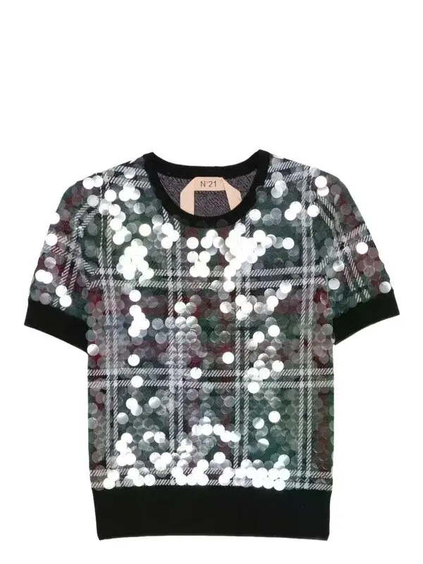 N°21 Sequin Embellishment T-shirt - Green