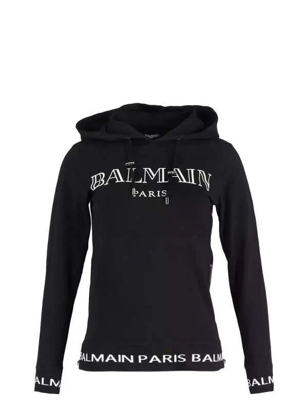 Balmain Logo-print Zip-detail Hoodie - Black