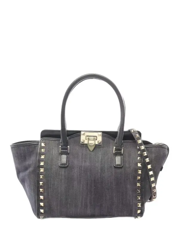 Valentino Garavani Rockstud Two-way Denim Handbag - Grey