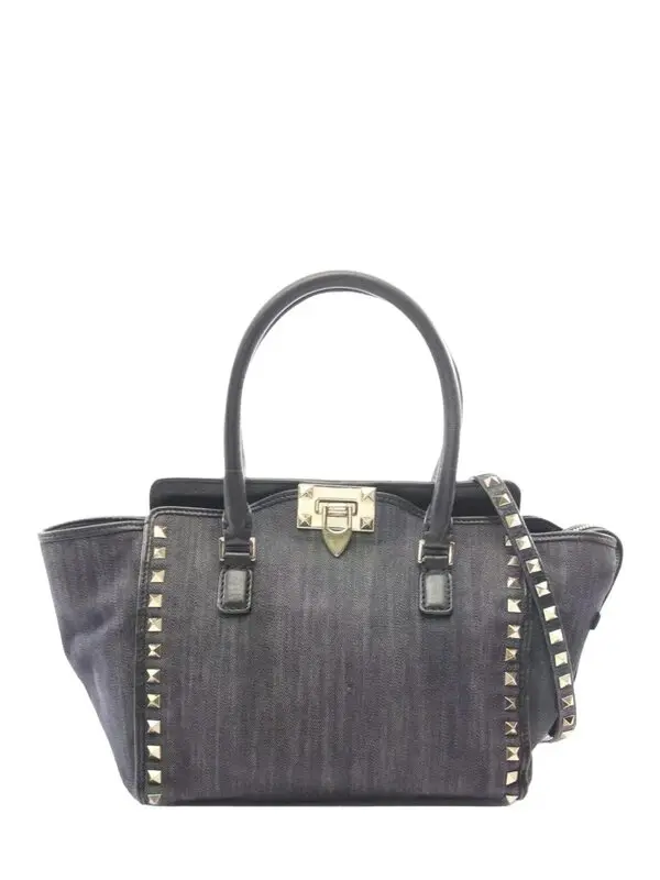 Valentino Garavani Rockstud Two-way Denim Handbag - Grey