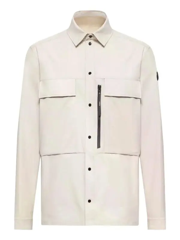 Moncler Logo-patch Chest-pocket Shirt - Neutrals