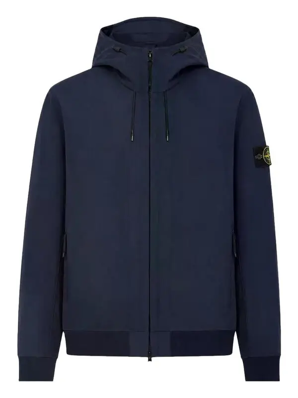 Stone Island Hooded Logo-patch Jacket - Blue