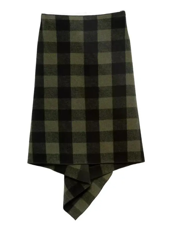 N°21 Check-pattern Midi Skirt - Green