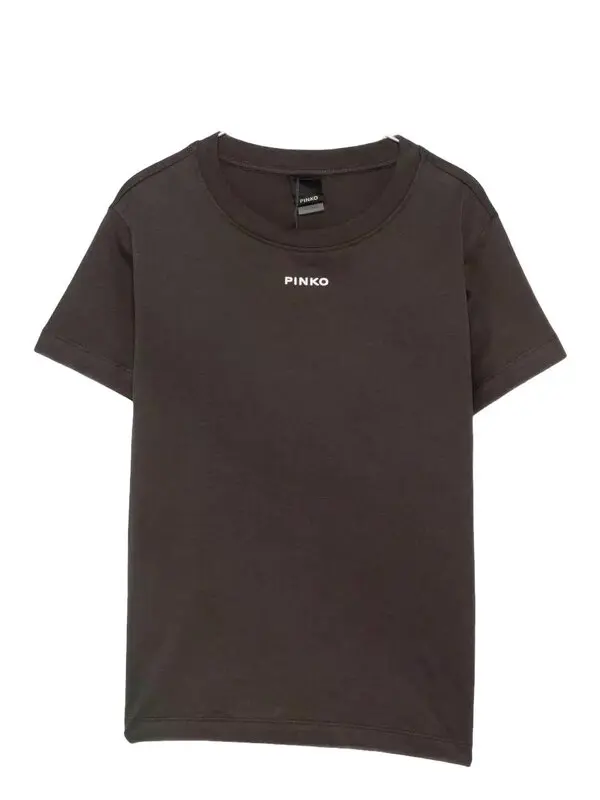 Pinko Logo Print Cotton T-shirt - Brown