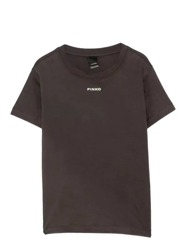 Pinko Logo Print Cotton T-shirt - Brown