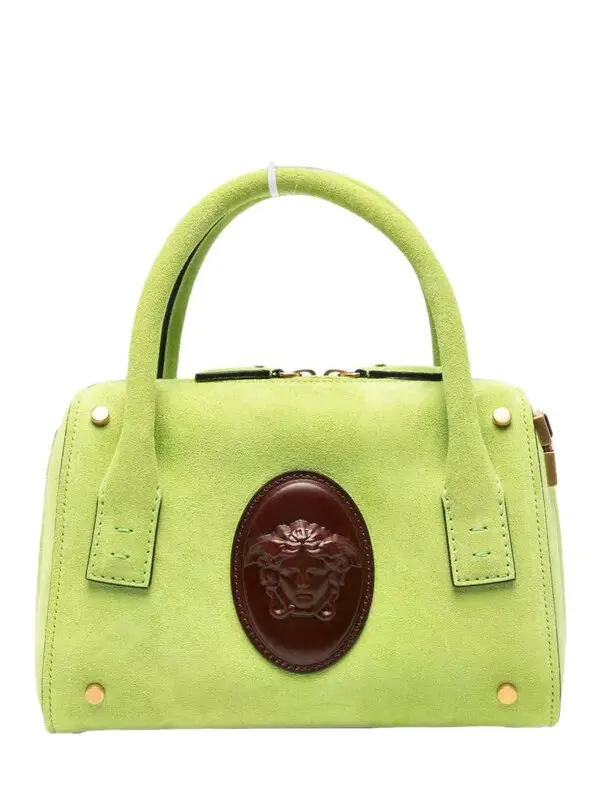 Versace Medusa Plaque Suede Tote Bag - Green